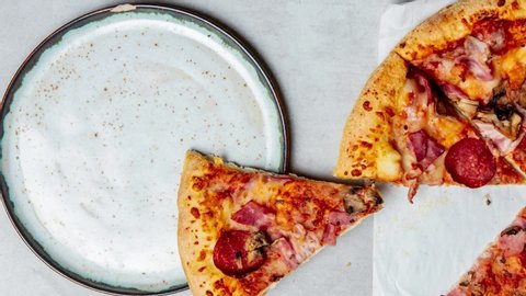 Moving Pizza Motion Picture Above View Stock Footage Video (100% ...