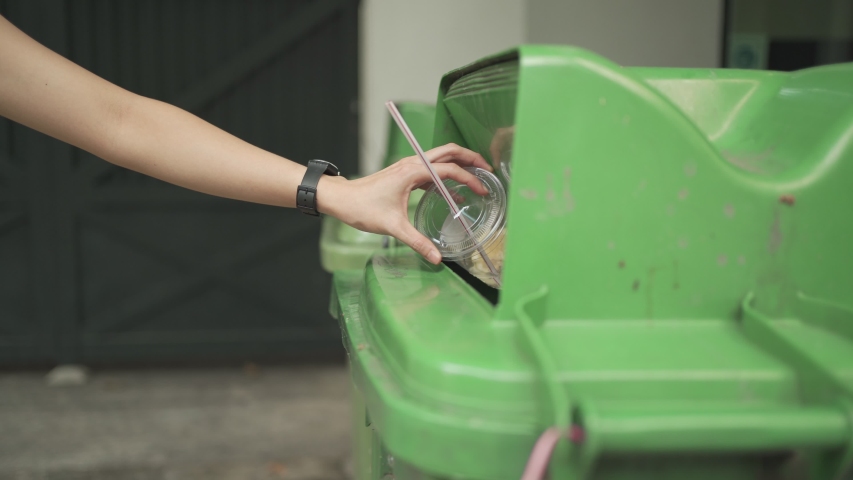 Female Hand Disposing Transparent Plastic Stock Footage Video (100% ...