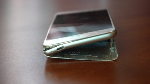 Swollen Smartphone Battery Damaged Smartphone Faulty Stock Footage ...