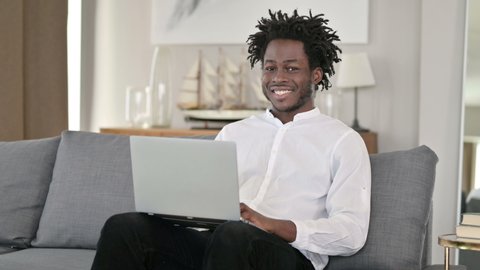 Smiling Black Man Using Laptop Home Stock Photo 1426545566 | Shutterstock