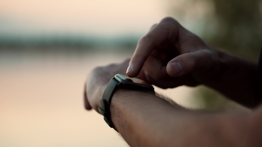 guy scrolling on display smartwatch man Stock Footage Video (100% Royalty-free) 1054014470 ...
