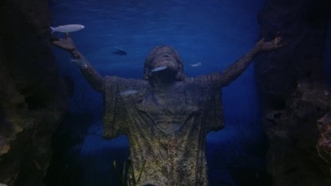 Jesus Statue Fishes Aquarium Malta Stock Footage Video (100% Royalty ...