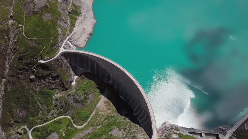 flight over kaprun high mountain reservoir Stock Footage Video (100% ...