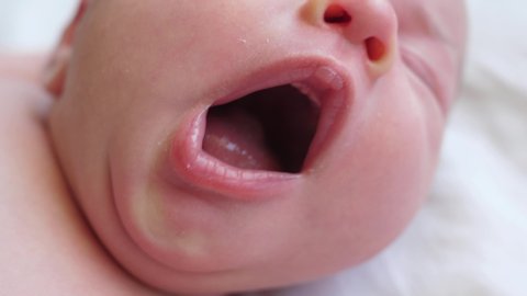 Little Newborn Baby Mouth Lips Tired Stock Footage Video (100% Royalty ...