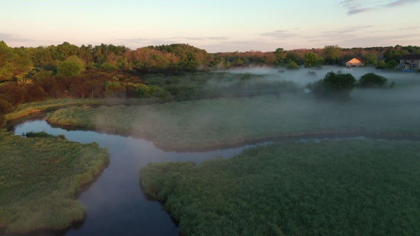 aerial view american countryside summertime sunrise Stock Footage Video ...