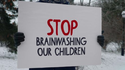 Stop Brainwashing Our Children Activist Poster Stock Footage Video (100 ...