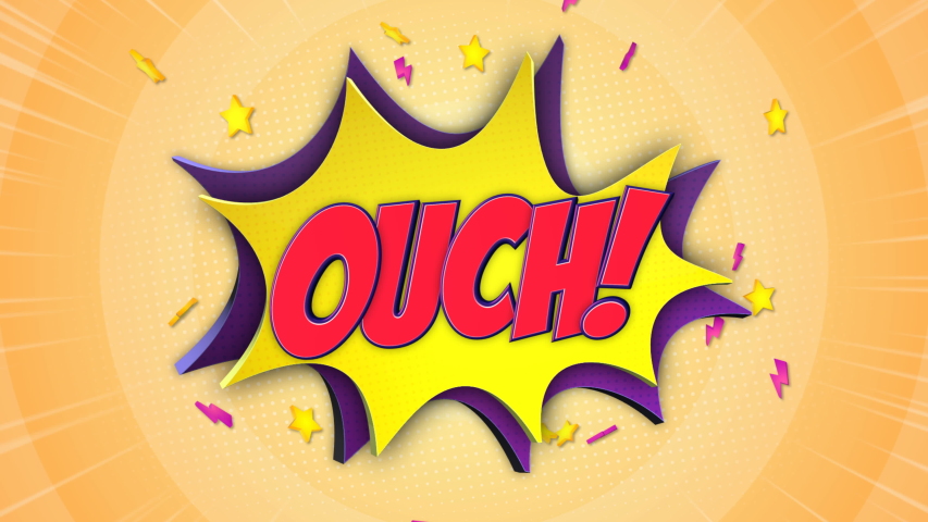 ouch comic text speech balloon animation Stock Footage Video (100% ...
