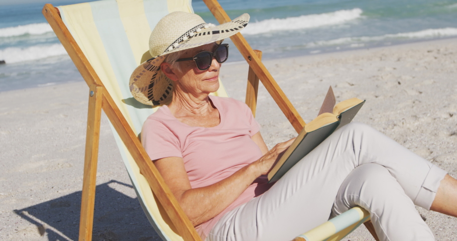 Summer Beach Vacation. Senior Caucasian Stock Footage Video (100% ...