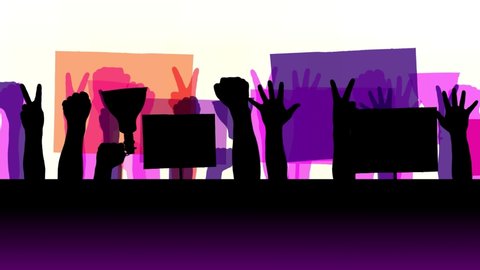 Animation Text Stop Discrimination Black Silhouettes Stock Footage ...