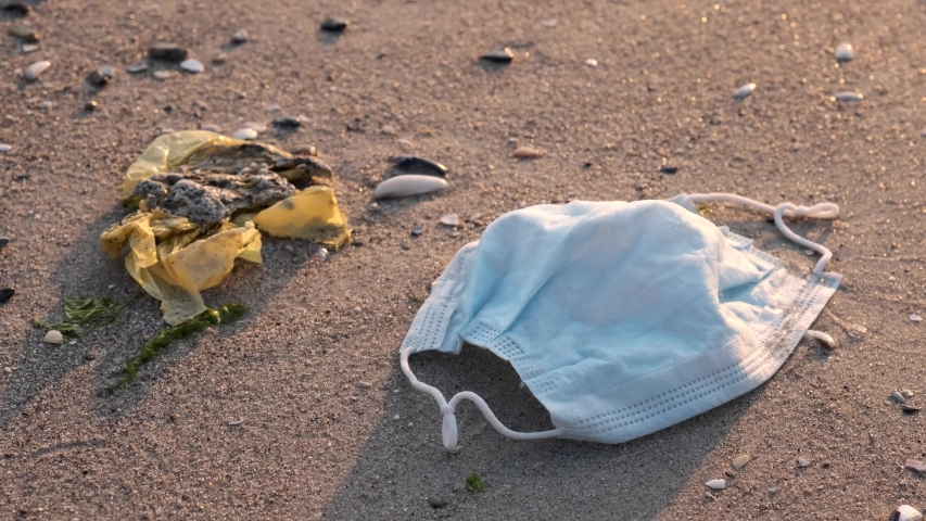 close-up used disposable face mask plastic Stock Footage Video (100% ...