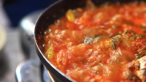 Spicy Anchovy Soup Traditional Korean Food Stock Footage Video (100% ...