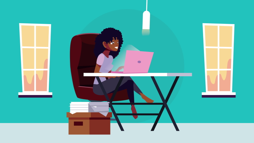 Woman Office Work Home Campaign Animation Stock Footage Video (100% ...