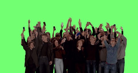 Green Screen Front View Huge Crowd Stock Footage Video (100% Royalty ...