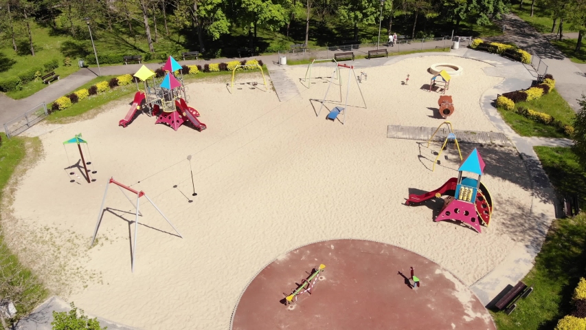 arial view on colorful playground uhd Stock Footage Video (100% Royalty ...