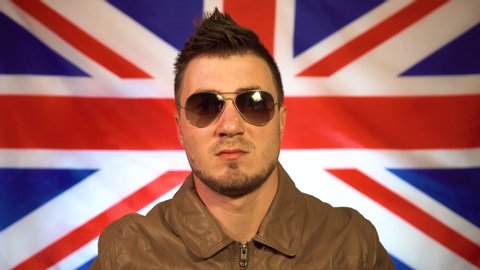 Portrait British Punk Leather Jacket Mohawk Stock Footage Video (100% ...