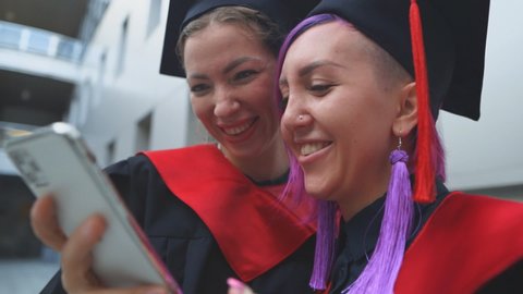 Two Happy Female Students Celebrating Her Stock Footage Video (100% ...