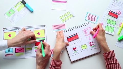 People Hand Using Stickers On Board Stock Vector (Royalty Free) 1299450124