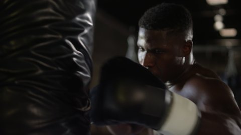 Slow Motion Shirtless Boxer Punching Heavy Stock Footage Video (100% ...