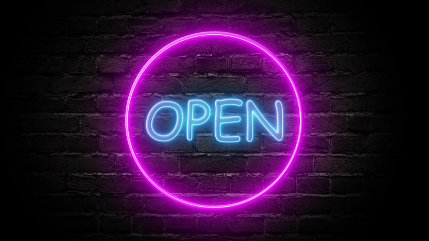 Neon Open Sign Animation On Stock Footage Video (100% Royalty-free ...