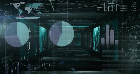 Animation Data Statistics Multiple Graphs Floating Stock Footage Video ...