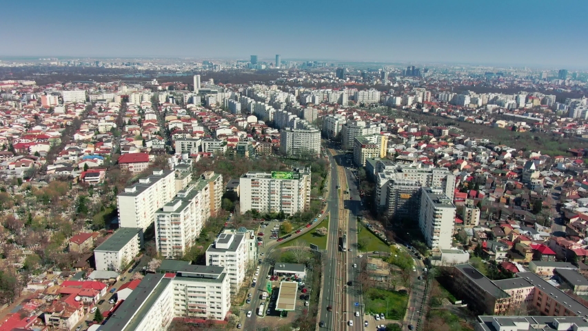 Streets, buildings, and cars in Bucharest, Romania image - Free stock ...
