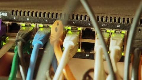 Network Switch Ethernet Cable Rack Cabinet Stock Footage Video (100% ...