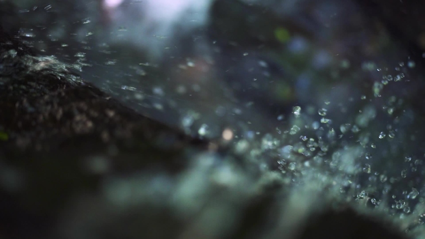 close view waterfall water droplets spray Stock Footage Video (100% ...