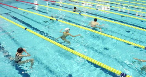 Synchronized Swimming Training Swimming Sports Center Stock Footage ...