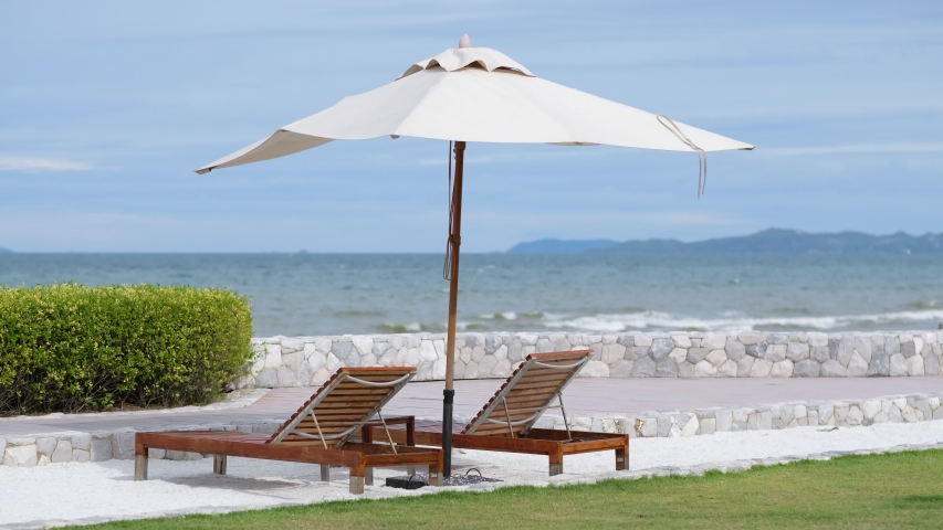 relax chair on ground sea vocation Stock Footage Video (100% Royalty ...