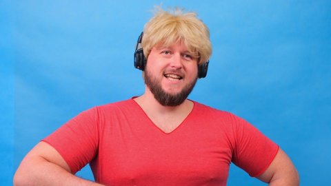 Freaky Fat Man Wig Pink Tshirt Stock Footage Video (100% Royalty-free ...