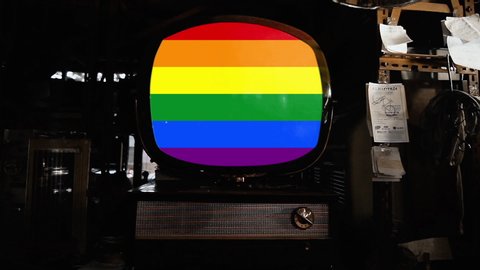 Round Retro Television Pride Flag On Stock Footage Video (100% Royalty ...