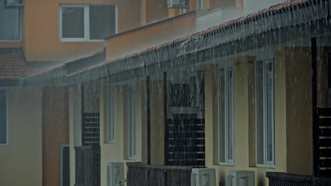 Heavy Rain On Roof House Rainy Stock Footage Video (100% Royalty-free ...