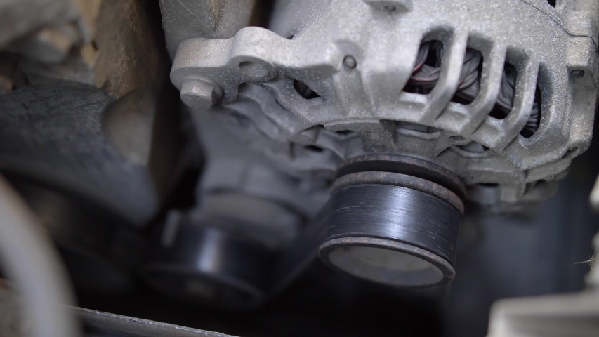 car's engine fan belt alternator under Stock Footage Video (100% ...