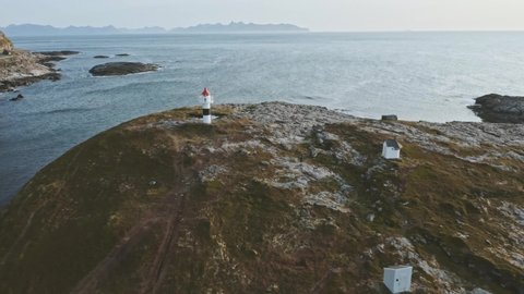 Aerial View Woman Lighthouse Ocean Norway Stock Footage Video (100% ...