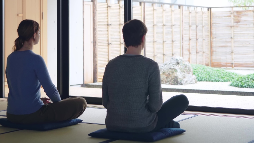 caucasian couple japanese room zen style Stock Footage Video (100% ...