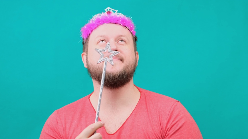 funny bearded freaky man pink t-shirt Stock Footage Video (100% Royalty ...