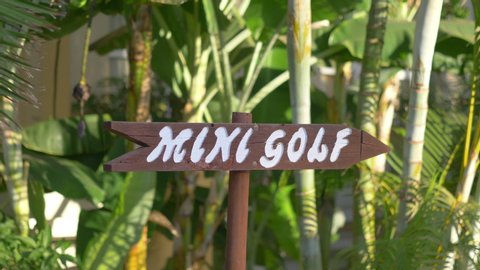 Mini Golf Direction Sign 4k Slow Stock Footage Video (100% Royalty-free ...