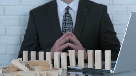 Collapse Business Businessman Destroy His Business Stock Footage Video ...