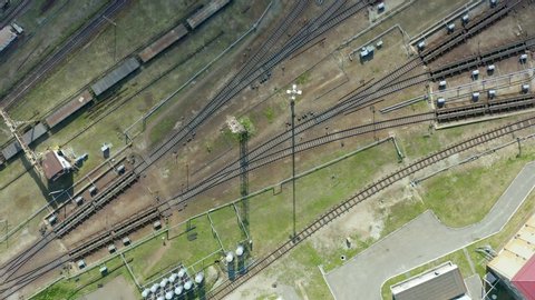 Rail Interchange Yard View Top Vertically Stock Footage Video (100% ...