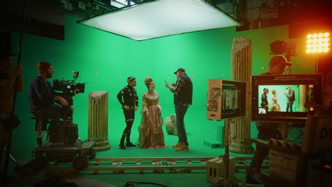 On Set Director Explains Scene Woman Stock Footage Video (100% Royalty ...