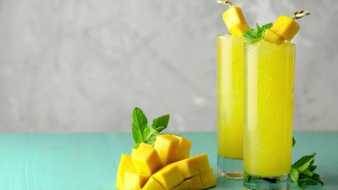 Fresh Summer Ice Cold Mango Cocktail Stock Footage Video (100% Royalty ...