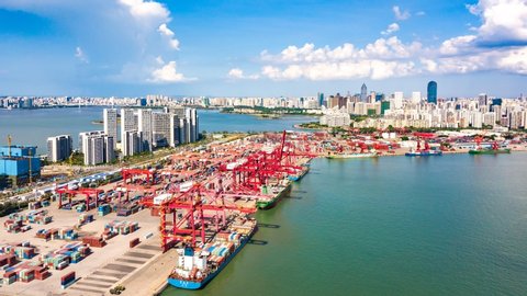 Haikou Port Container Terminal Timelapse Main Stock Footage Video (100% ...