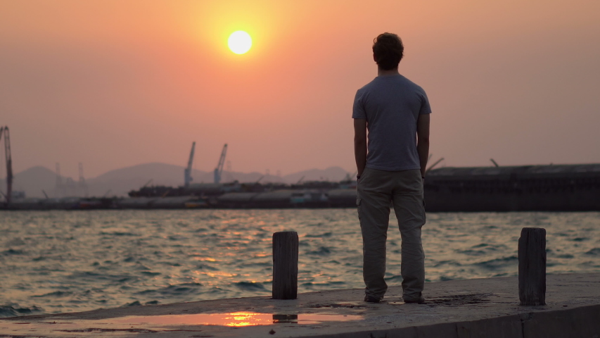 Man Standing Ocean Waves Stock Video Footage - 4K and HD Video Clips ...