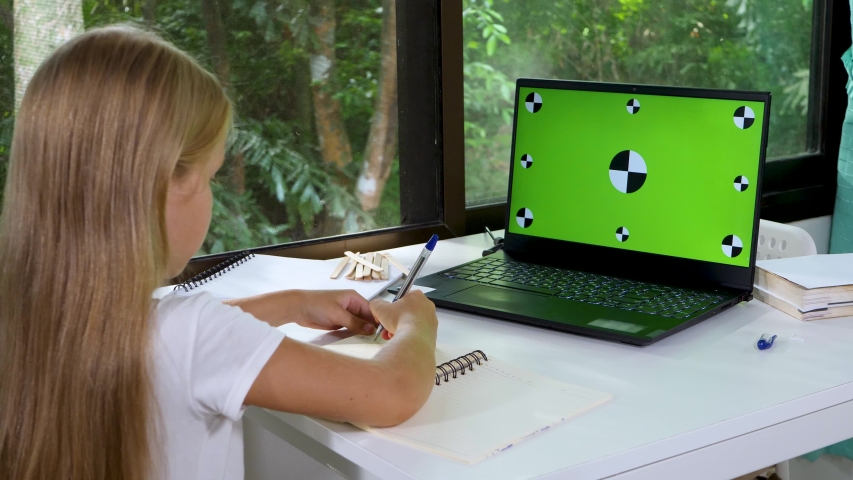 Child Little Girl Does Lessons Stock Footage Video (100% Royalty-free ...