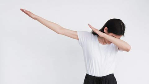 Dab Gesture Dance Move Confident Woman Stock Footage Video (100% ...