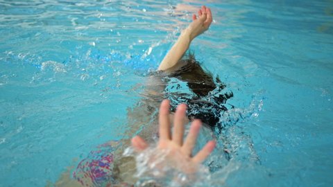 Young Woman Drowning Pool Female Cannot Stock Footage Video (100% ...