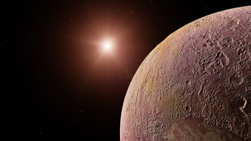 approach planet pluto satellites rotational movement Stock Footage ...