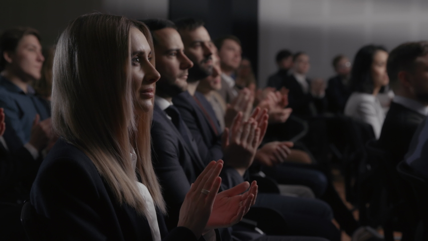 group people congratulation speech business conference Stock Footage ...