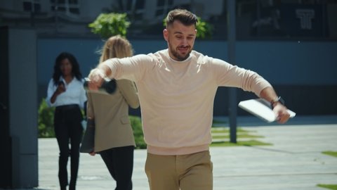 Happy Bearded Office Executive Dancing On Stock Footage Video (100% ...