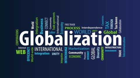 Animated Globalization Word Cloud On Blue Stock Footage Video (100% ...